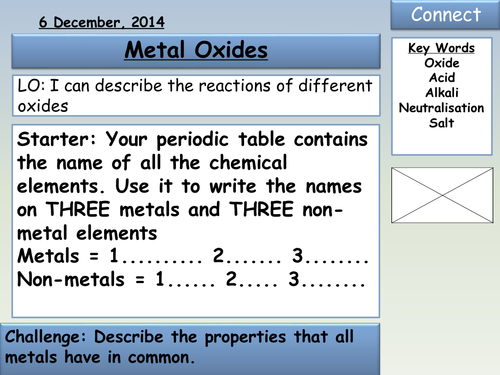 Metal and Non Metal Oxides - Low Ability | Teaching Resources Metal and Non Metal Oxides - Low Ability | Teaching Resources