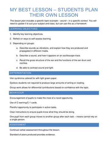 My Best Lesson - 6 February | Teaching Resources