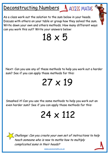 Mental Multiplication Deconstructing Numbers | Teaching Resources