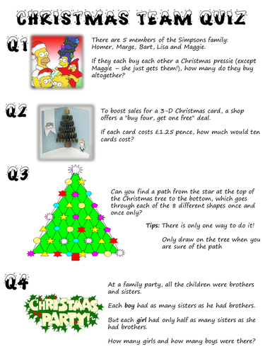 Christmas Team Quiz with Answers | Teaching Resources