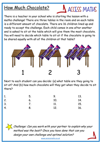 Fractions Chocolate Puzzle Worksheet And Activity | Teaching Resources