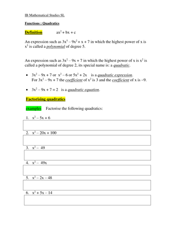 IB Math Studies SL - Notes and activities | Teaching Resources