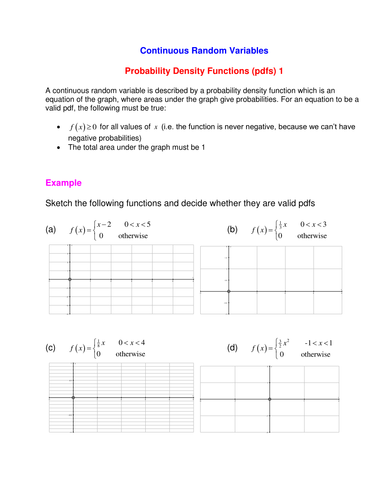 Continuous Random Variables | Teaching Resources Continuous Random Variables | Teaching Resources