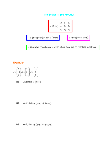 Triple scalar product | Teaching Resources Triple scalar product | Teaching Resources