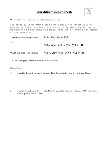 Non Mutually Exclusive Events | Teaching Resources Non Mutually Exclusive Events | Teaching Resources