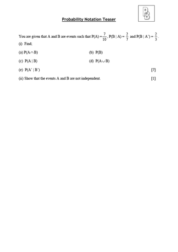 Probability Notation | Teaching Resources