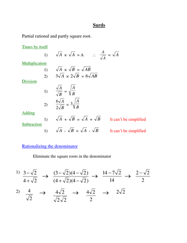 Surds Worked example | Teaching Resources Surds Worked example | Teaching Resources