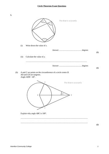 Test Questions – Circle Theorems | Teaching Resources Test Questions – Circle Theorems | Teaching Resources