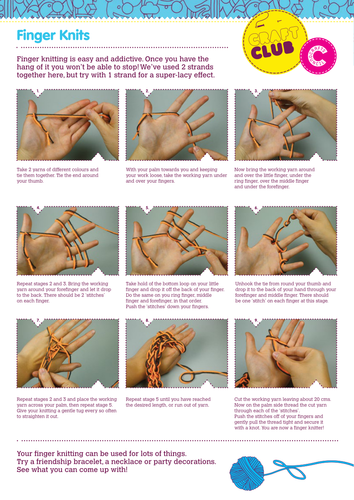 Finger Knitting Guidelines | Teaching Resources