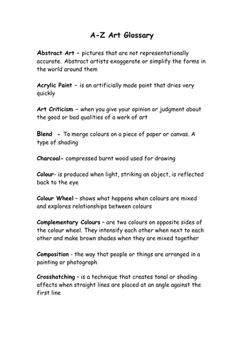 The Art Alphabet - Art Words and Terms from A to Z by mael - Teaching ...