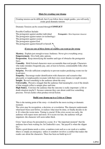 Creating tension handout | Teaching Resources