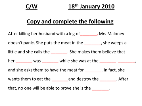 Lamb to the Slaughter - Storyboard by Temperance - Teaching Resources - TES