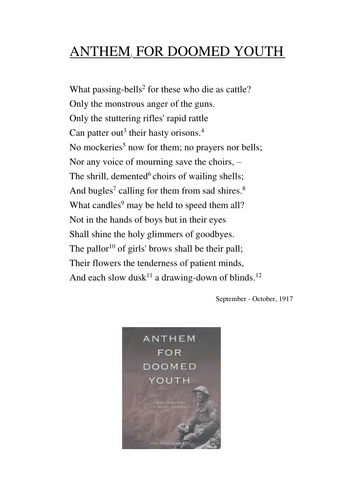 Anthem for Doomed Youth Poem | Teaching Resources