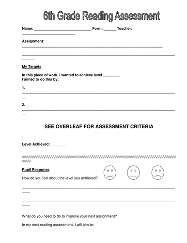 Student speak Reading self evaluation sheet | Teaching Resources