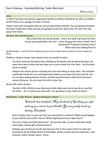 Extended 'Big' Write task; Tudor merchant theme | Teaching Resources