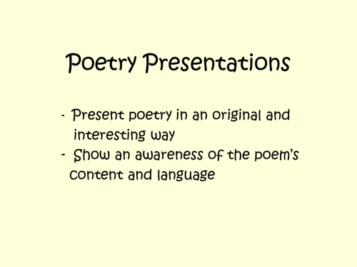 Poetry presentations | Teaching Resources
