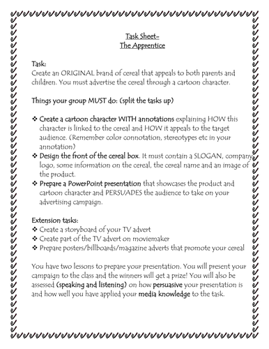 Media task- The Apprentice | Teaching Resources