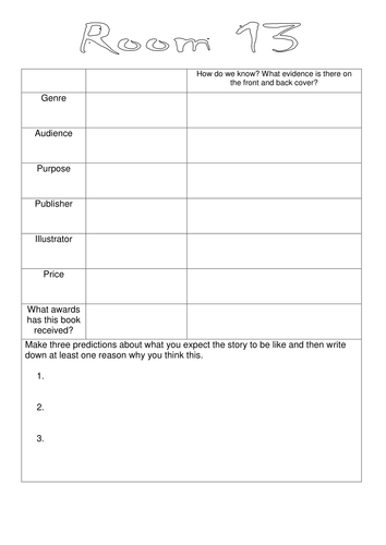 Room 13 book cover quiz | Teaching Resources