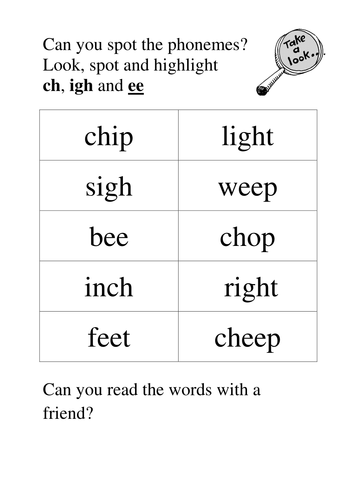 Can you spot ch; igh and ee? | Teaching Resources