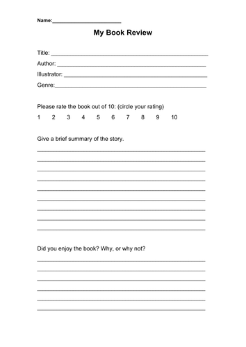 My Book review | Teaching Resources