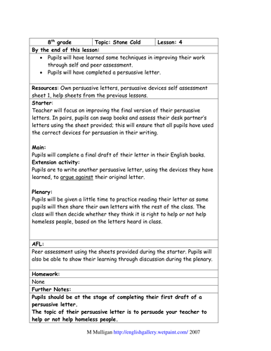 Stone Cold Scheme of work | Teaching Resources