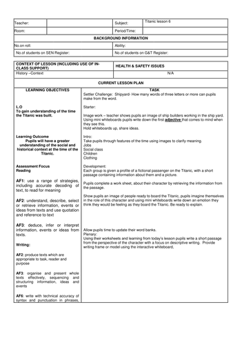 Titanic - lesson 6 | Teaching Resources