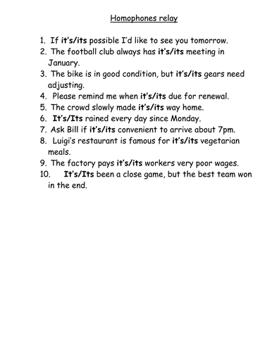 Homophones - Its or it's by MDudson22 - Teaching Resources - TES