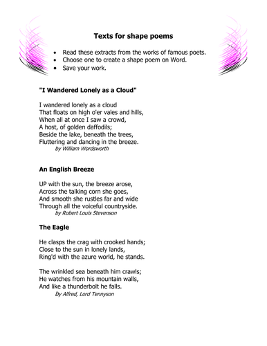 6th Grade Poems Worksheets