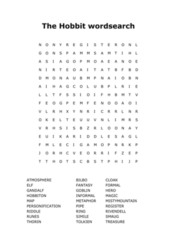 The Hobbit Wordsearch | Teaching Resources