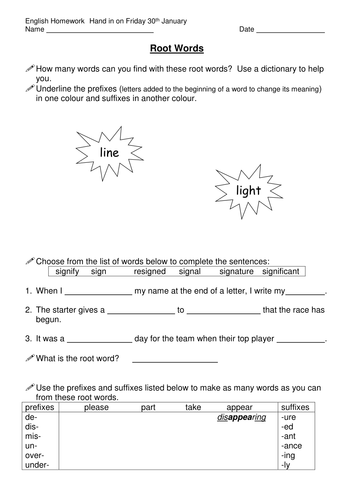 Root Word Handout | Teaching Resources
