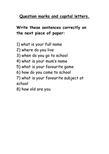 Capital letter and question marks | Teaching Resources