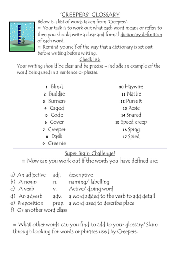 Creepers glossary | Teaching Resources Creepers glossary | Teaching Resources