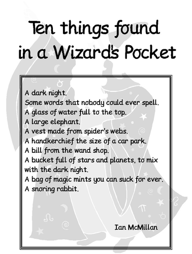 Year 2 Poetry 10 things in a wizard's pocket by meminy - Teaching ...