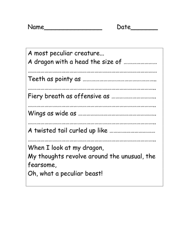Dragon Poem (Writing Similes and Poetry) | Teaching Resources