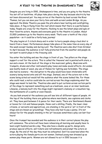 A VISIT TO THE THEATER IN SHAKESPEARE’S TIME | Teaching Resources