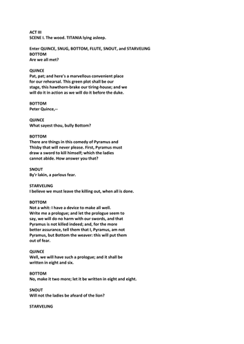 A Midsummer Night's Dream Act III | Teaching Resources