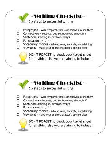 Writing Checklist | Teaching Resources Writing Checklist | Teaching Resources