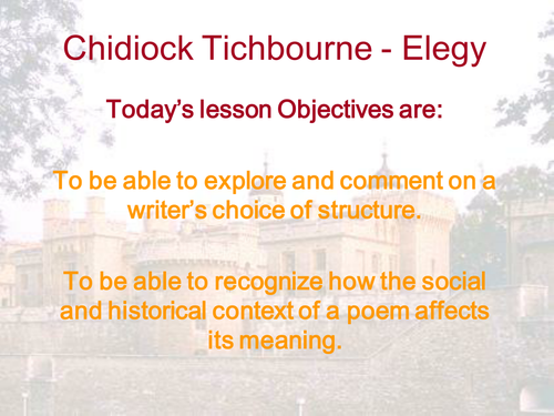 Elegy Poem Full Lesson Pp With Lesson Plan Teaching Resources