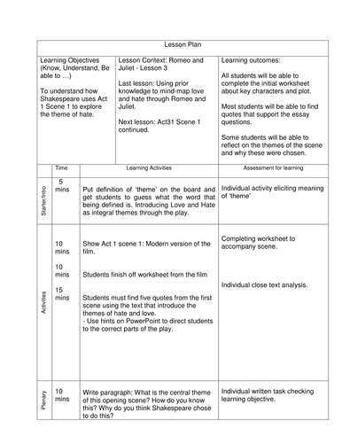 Analysis Romeo and Juliet | Teaching Resources