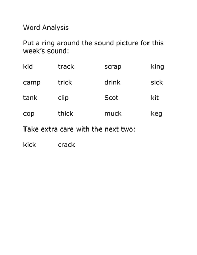 ck word analysis | Teaching Resources