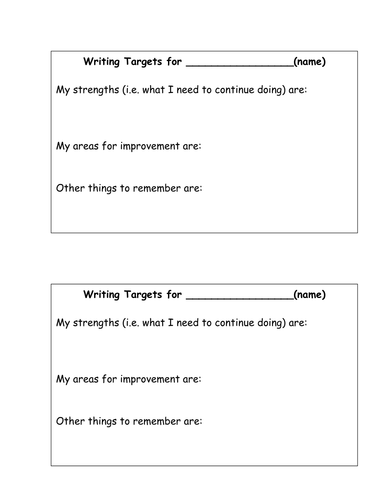 Writing Target Cards | Teaching Resources