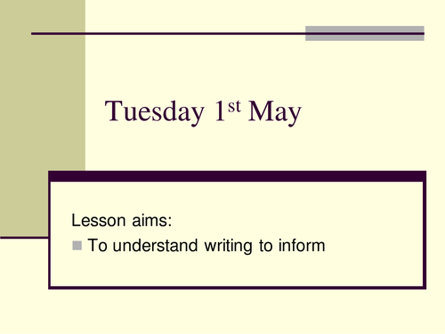 Writing To Inform Full lesson PP | Teaching Resources