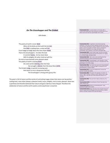 On the Grasshopper and the Cricket by John keats | Teaching Resources