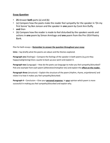 Practice Poetry Exam Question & Guide | Teaching Resources