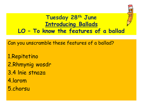 Ballads - Lesson 1 | Teaching Resources