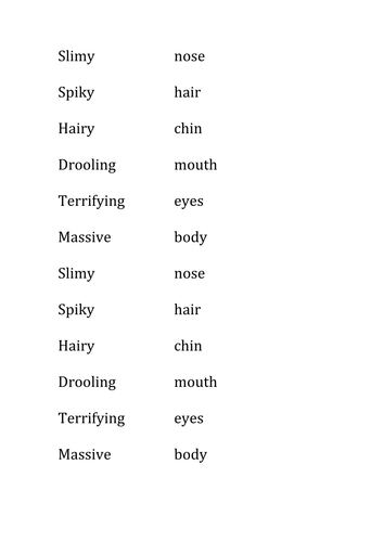 Alien Adjectives Work Sheet | Teaching Resources