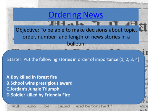 Full Lesson PP Ordering The News | Teaching Resources