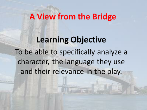 A View From A Bridge - Alferi's Speech | Teaching Resources