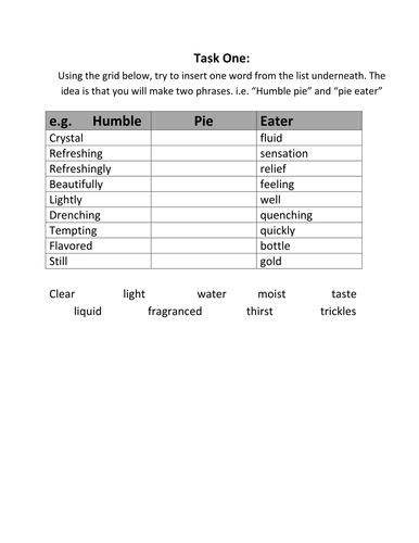 Clever Words Worksheet Starter | Teaching Resources