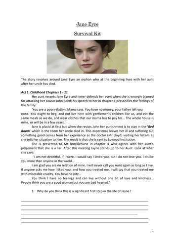 Jane Eyre Study notes | Teaching Resources